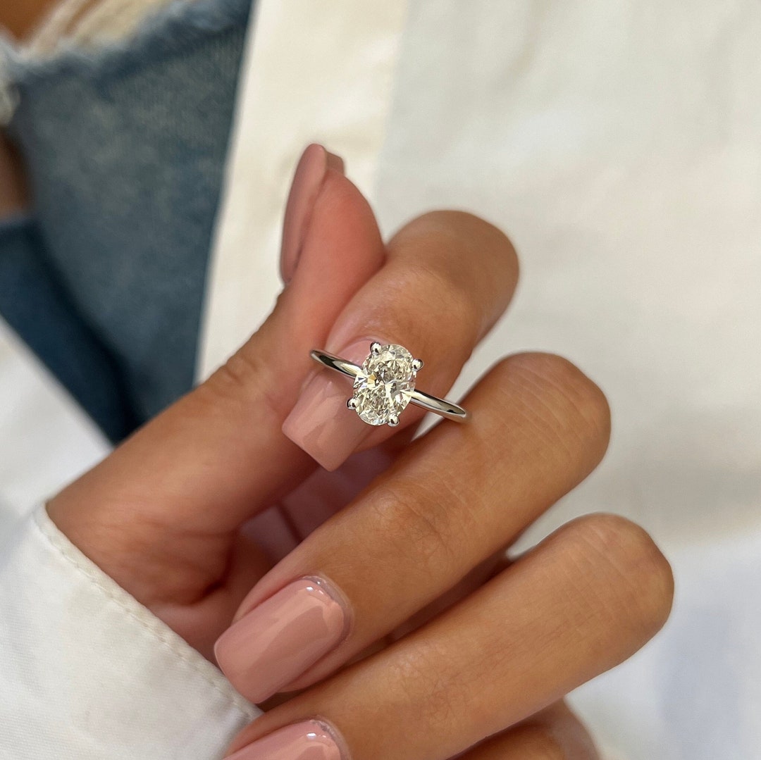 1 Carat Oval Lab Grown Diamond Ring / Oval Cut Bridal Ring / Oval ...