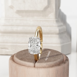 2 CT Elongated Cushion East West Engagement Ring / Cushion Cut Lab ...