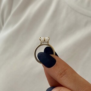 4 Carat Emerald Cut E VVS2 Lab Grown Diamond Compass Set Engagement ...