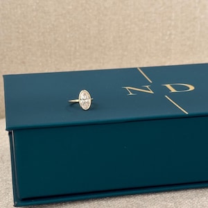 3 Carat MOVAL Lab Grown Diamond Solitaire Ring in Bezel Set / 14k ...