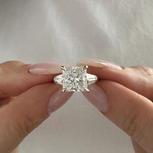 4 Carat E VS1 Princess Cut Lab Grown Diamond Three Stone Engagement ...