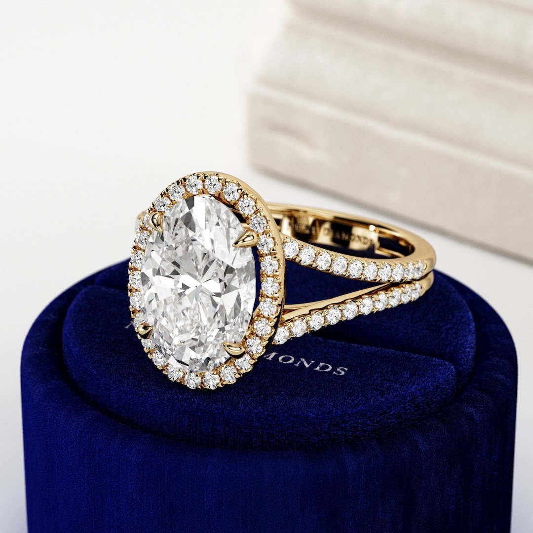 3 Carat Oval Lab Grown Diamond Engagement Ring / Split Shank Oval Ring ...