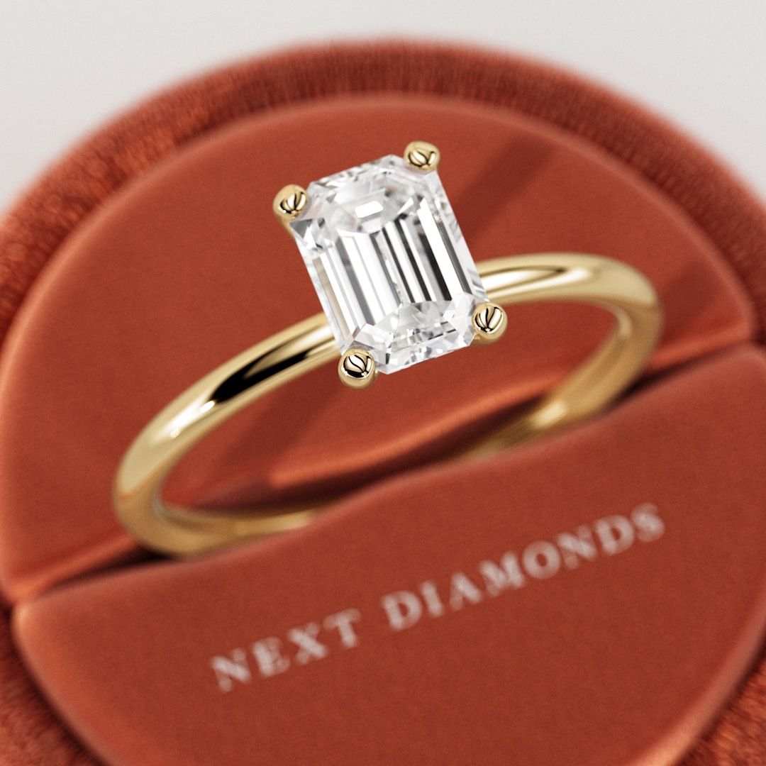 1 CT Emerald Cut Lab Grown Diamond Ring / 1CT Engagement Ring / 14K 18K ...