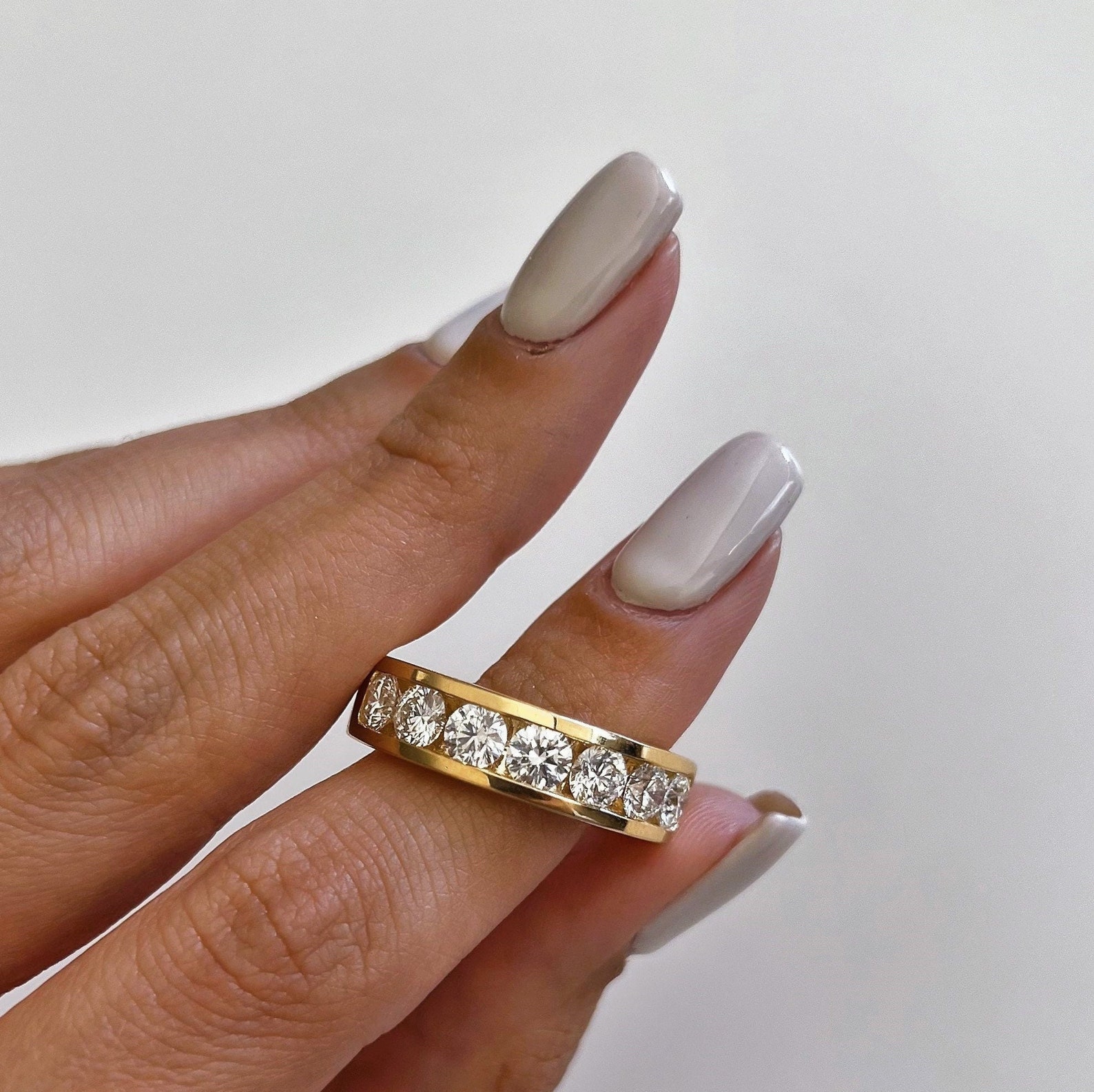 1.5 Carat Lab Grown Diamond Half Eternity Band / Channel Set Diamond ...