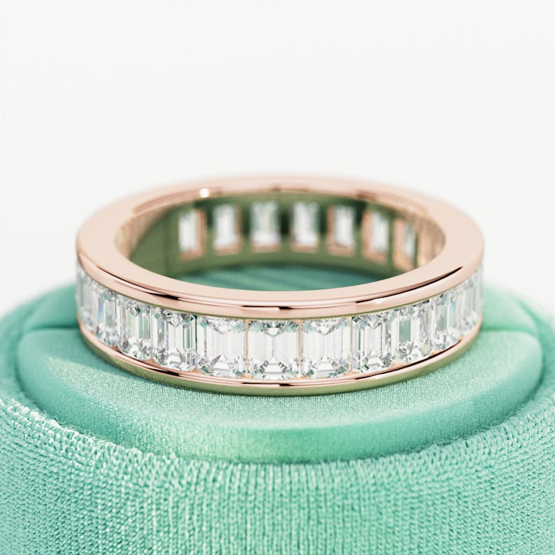 Channel Set Emerald Cut Eternity Band / 3 Carat Lab Grown - Etsy