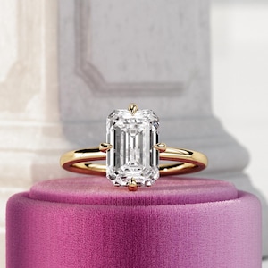 2.5 Carat Emerald Cut Lab Grown Diamond Kite Set Engagement Ring ...