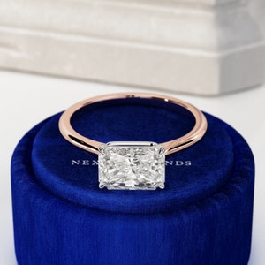 2 Carat Radiant Lab Diamond Engagement Ring / East West Radiant Diamond ...