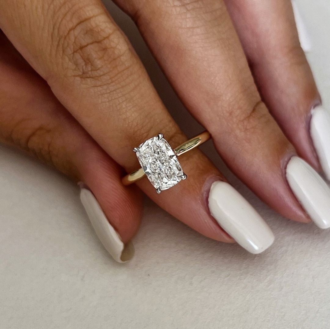 2 Carat Elongated Cushion Lab Grown Diamond Ring / Cushion Lab - Etsy