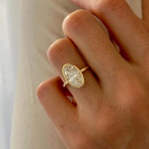 3 Carat MOVAL Lab Grown Diamond Solitaire Ring in Bezel Set / 14k ...