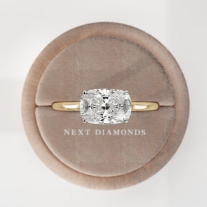2 CT Elongated Cushion East West Engagement Ring / Cushion Cut Lab ...