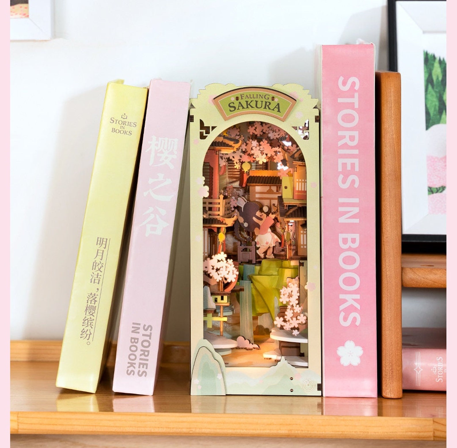 DIY Falling Sakura Book Nook Shelf Kit With Lightingromantic - Etsy