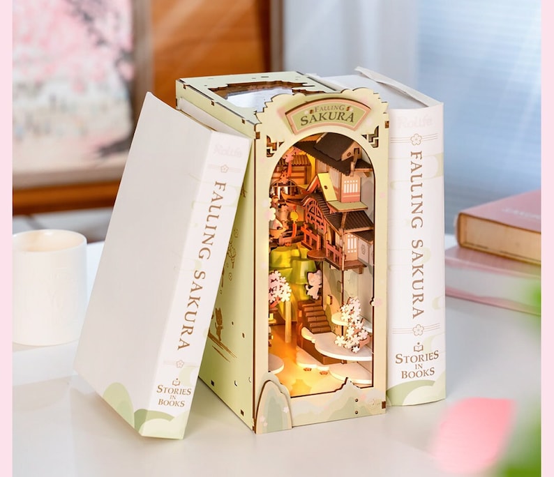 DIY Falling Sakura Book Nook Shelf Kit With Lightingromantic - Etsy