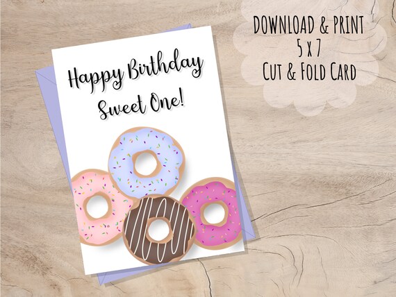 PRINTABLE Happy Birthday Sweet One INSTANT DOWNLOAD 5x7 - Etsy