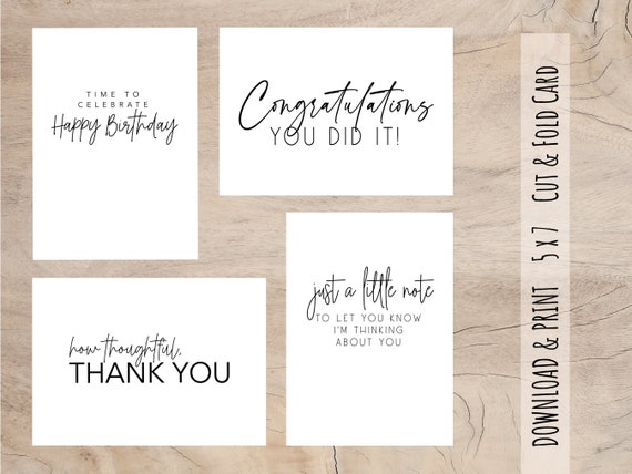 PRINTABLE Minimalist All Occasion Greeting Card Bundle Set of - Etsy