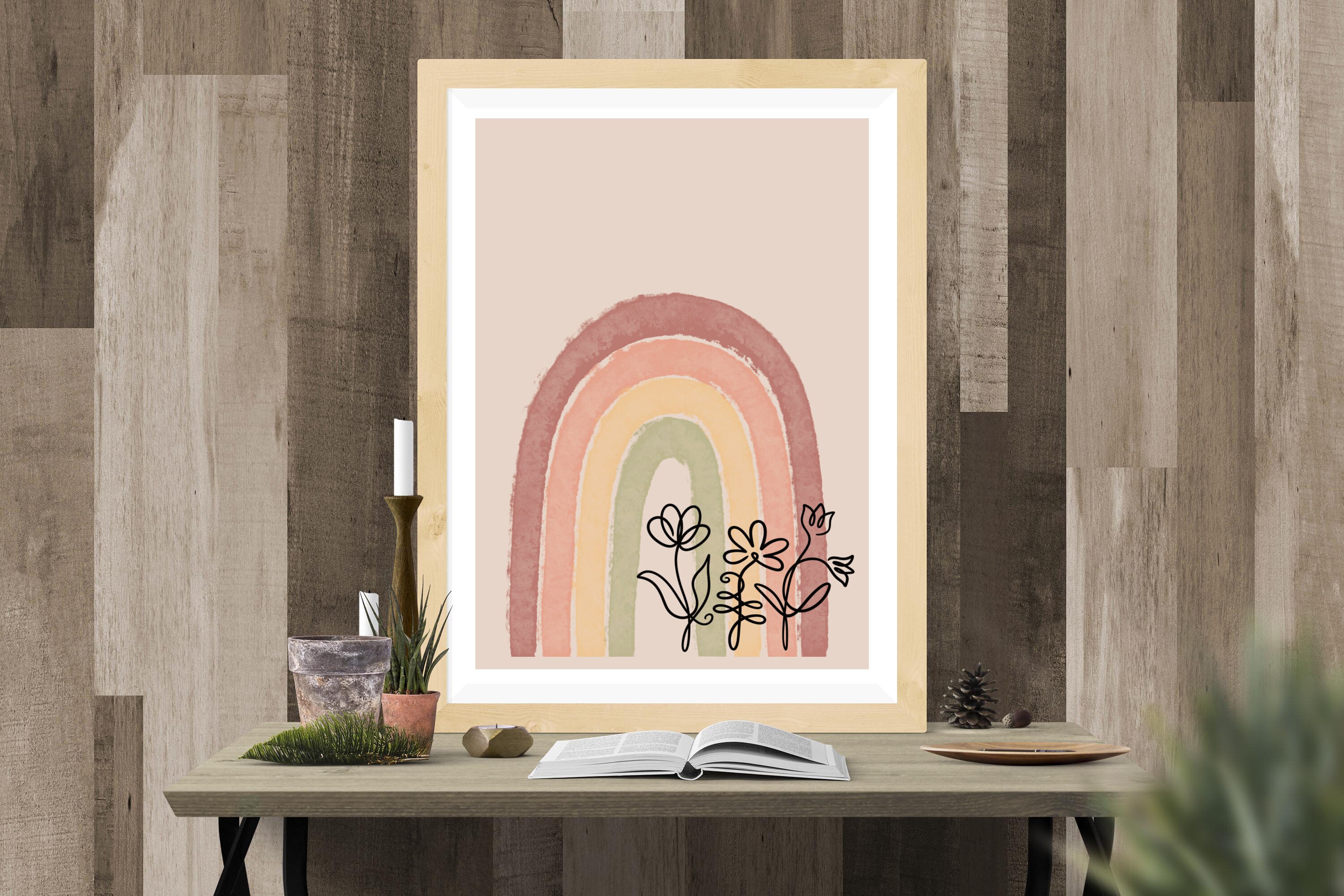Boho Rainbow Wall Decor Printable, Neutral Rainbow, Dorm Wall Art ...