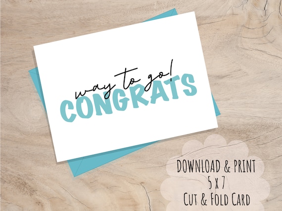 PRINTABLE Congratulations Card Simple Colorful Typography - Etsy