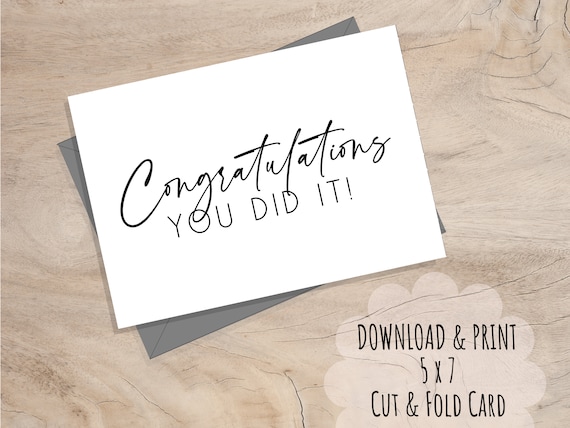 PRINTABLE Minimalist Congratulations Greeting Card You Did - Etsy