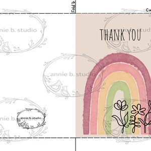 PRINTABLE Boho Rainbow Thank You Card INSTANT DOWNLOAD 5x7 - Etsy
