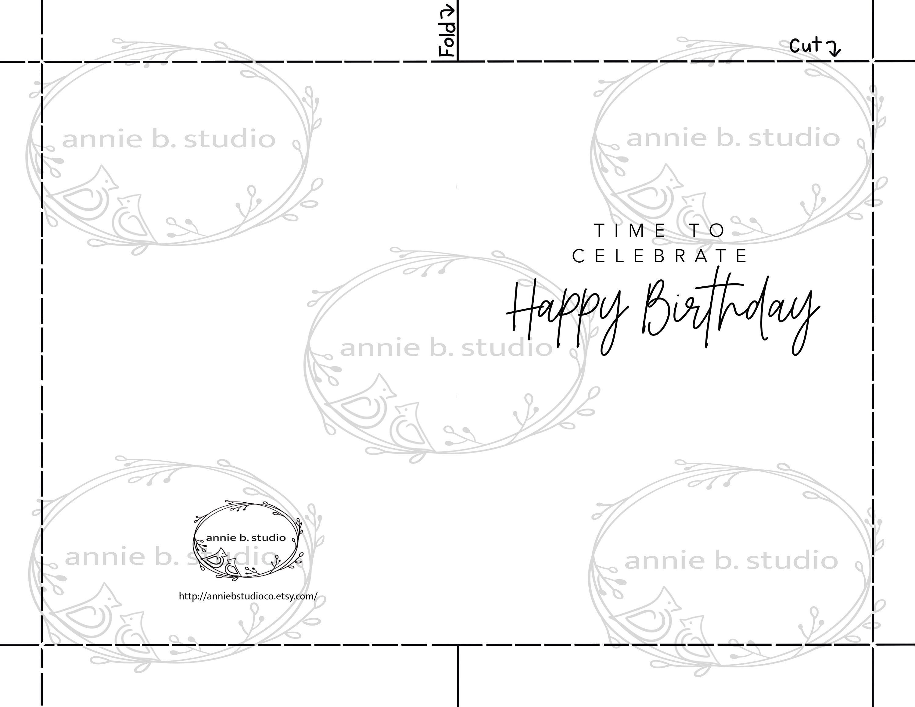 PRINTABLE Minimalist Happy Birthday Greeting Card, Time to Celebrate ...