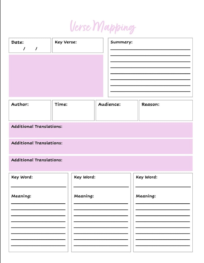 Verse Mapping Worksheet - Etsy