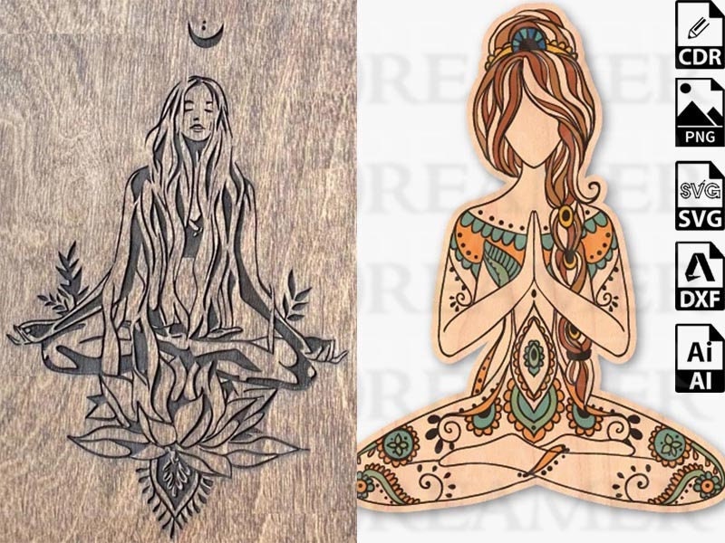 Zen Girls, Zen Girls SVG File, Laser Scan File, Namaste Wall Art, Zen ...