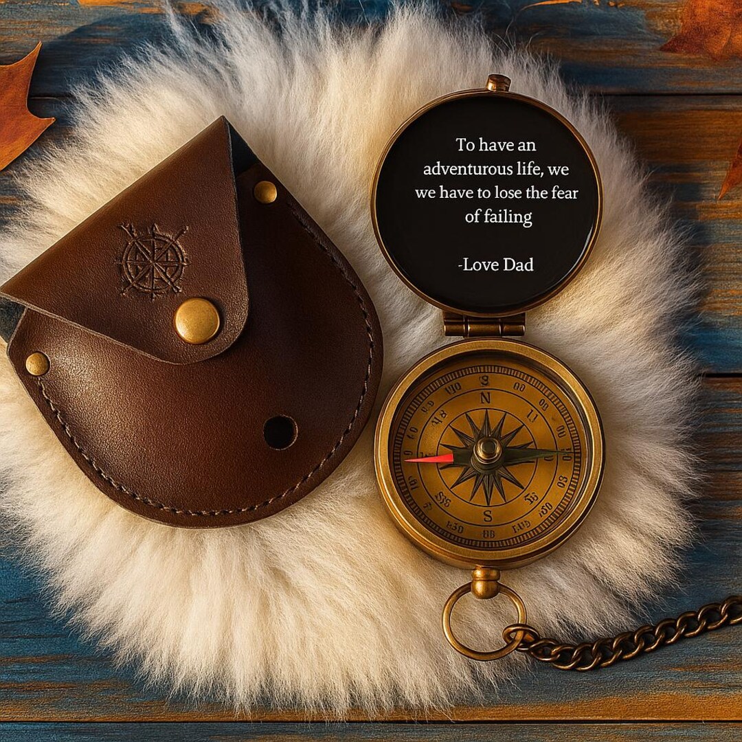 Personalized Brass Compass Gift – Custom Engraved Keepsake for Dad or ...