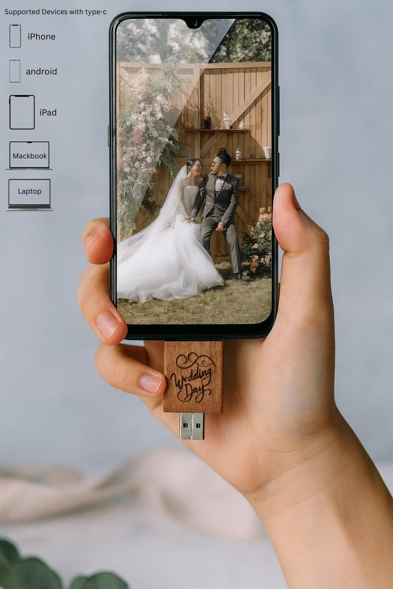 Dual Type-c & USB Connector Personalized Wooden 3.0 USB Flash Drive ...