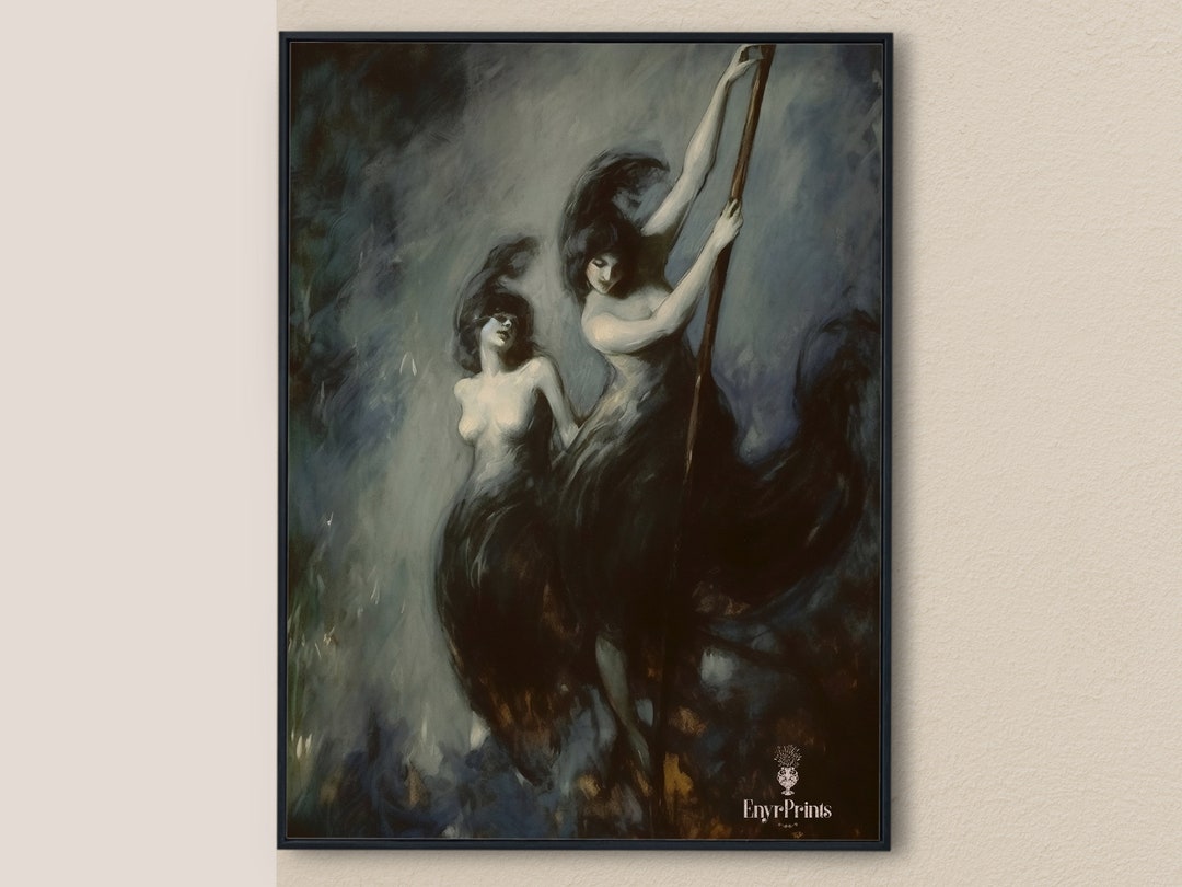 Two Victorian Witches Digital Print Witchy Wicca Gothic Decor Vintage ...