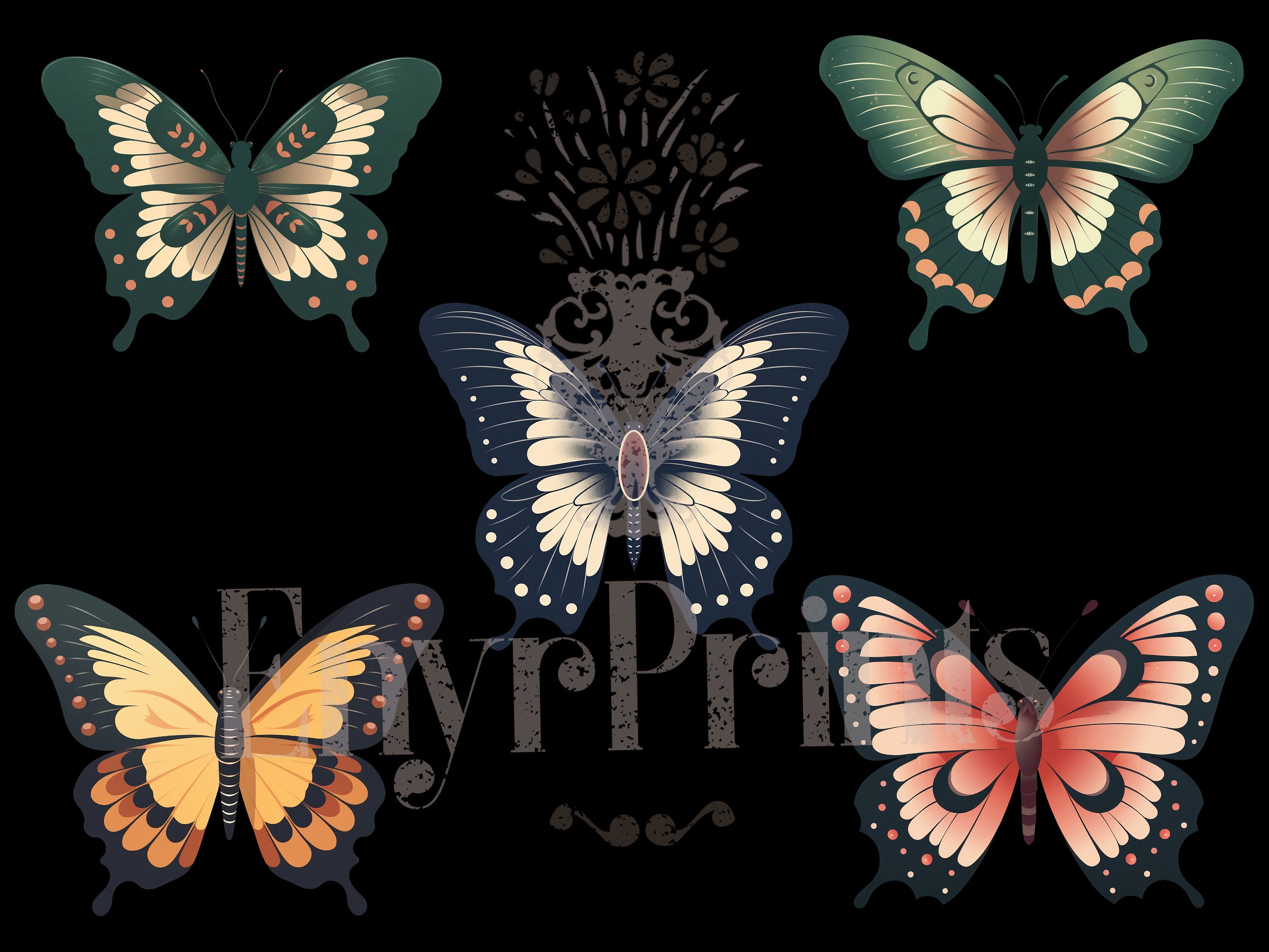 Ten Butterflies Clipart Bundle Butterflies PNG Minimalist Colorful ...