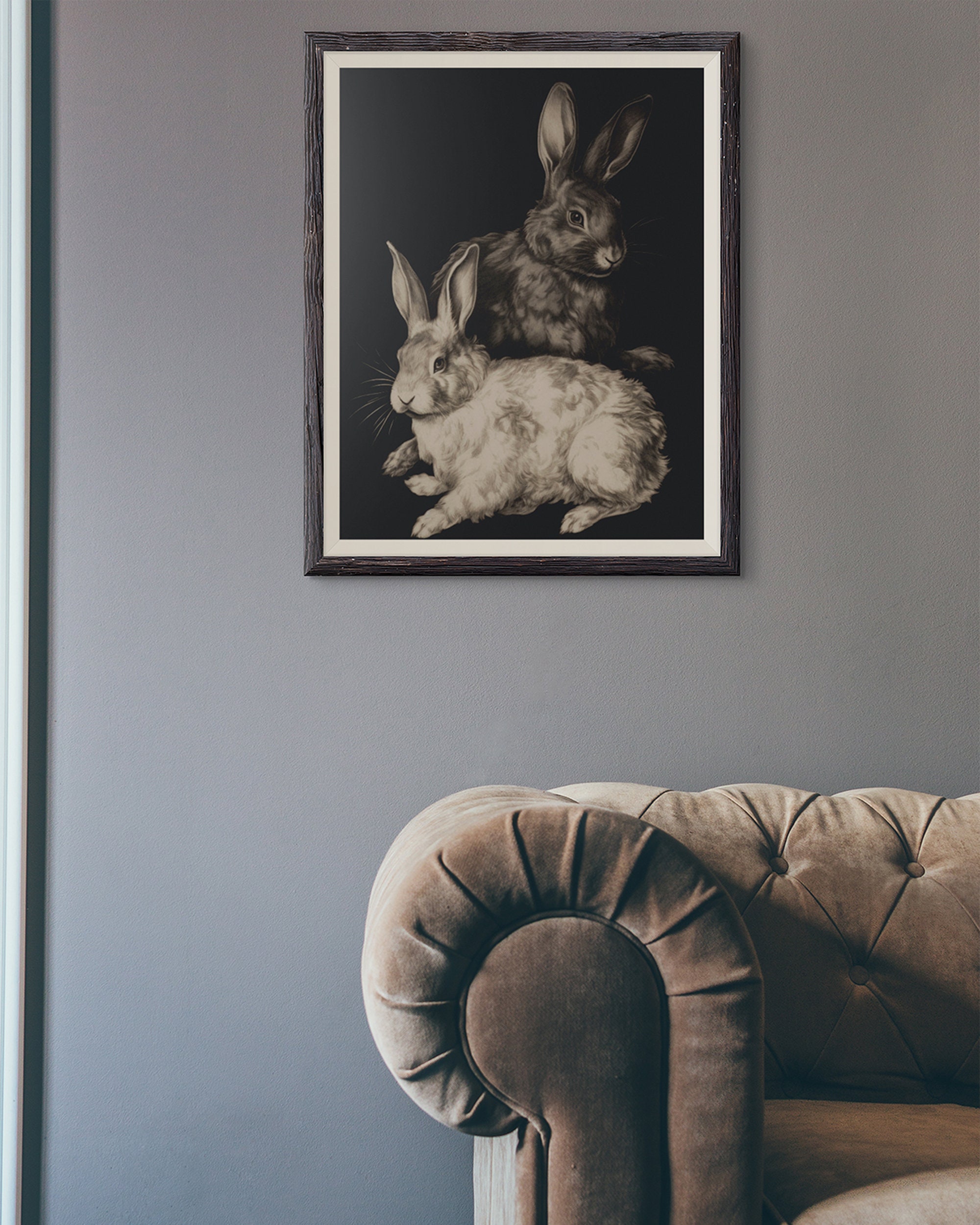 Dark Academia Rabbits Print Vintage Dark Moody Animal Printable Dark ...