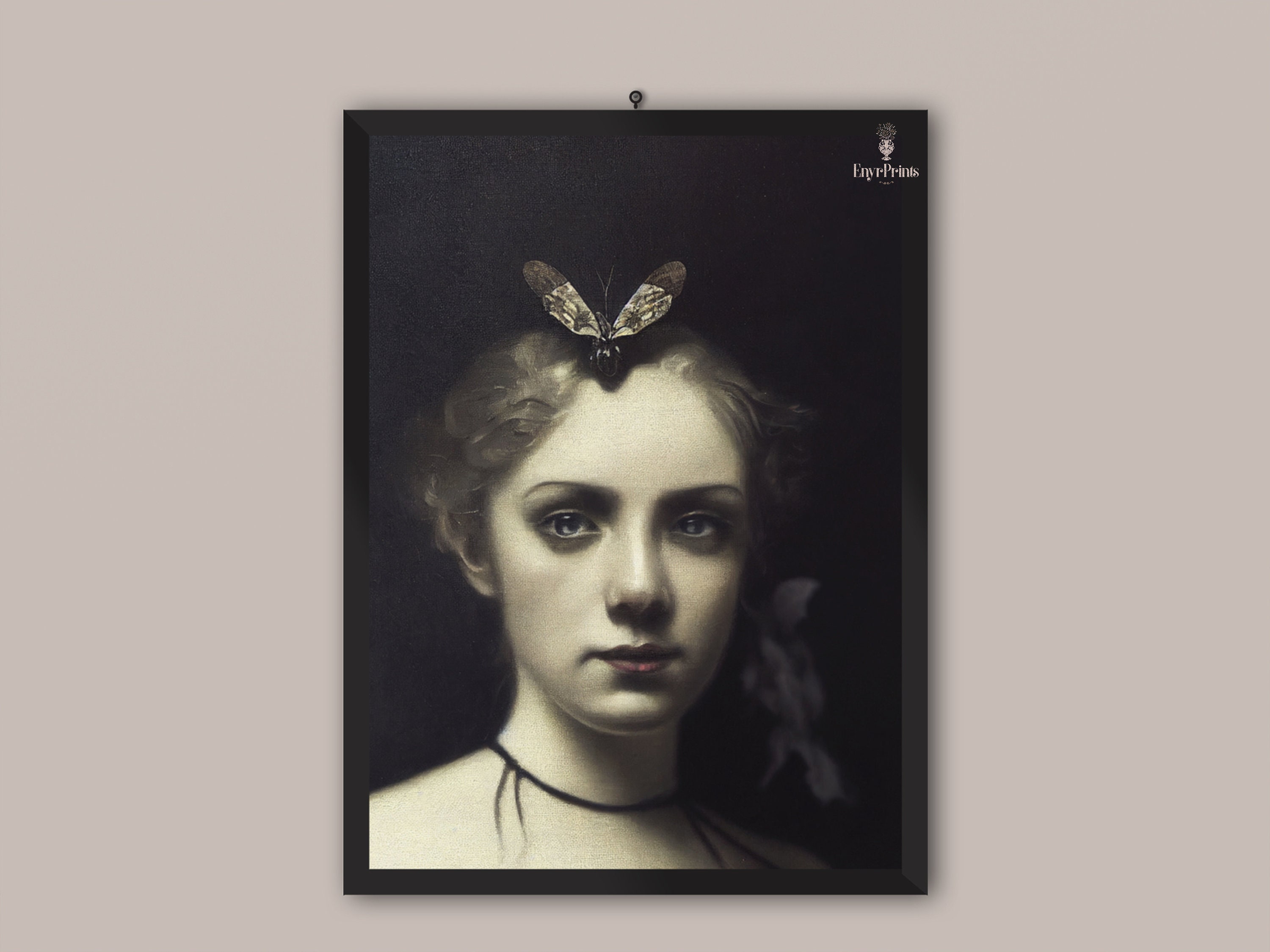 Dark Victorian Woman and Moth Portrait Print Gothic Dark Academia Decor ...
