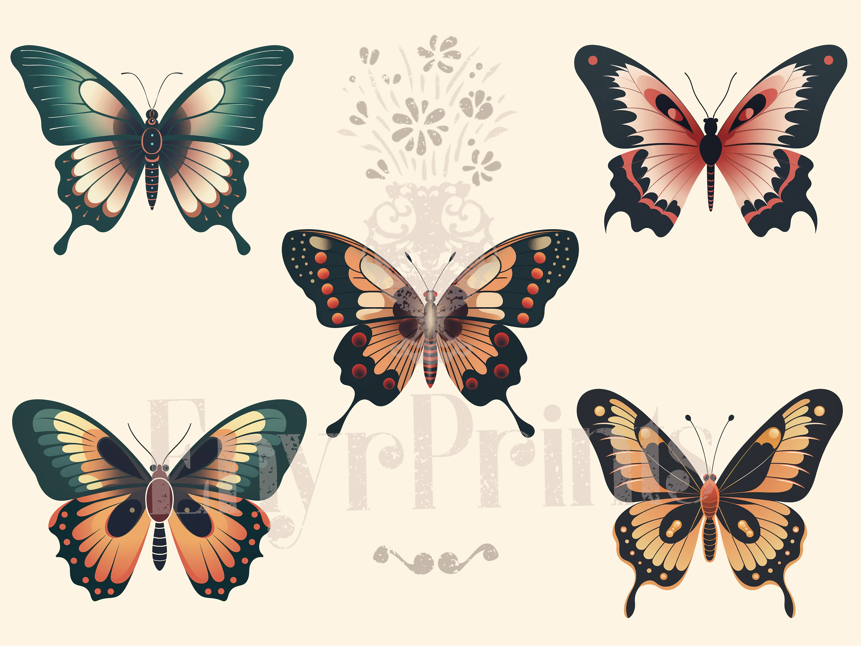 Ten Butterflies Clipart Bundle Butterflies PNG Minimalist Colorful ...