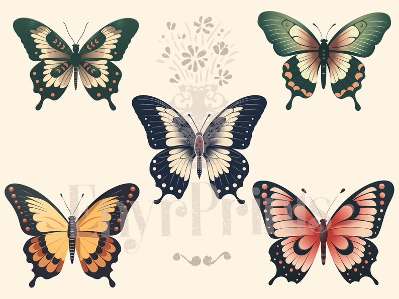 Ten Butterflies Clipart Bundle Butterflies PNG Minimalist - Etsy