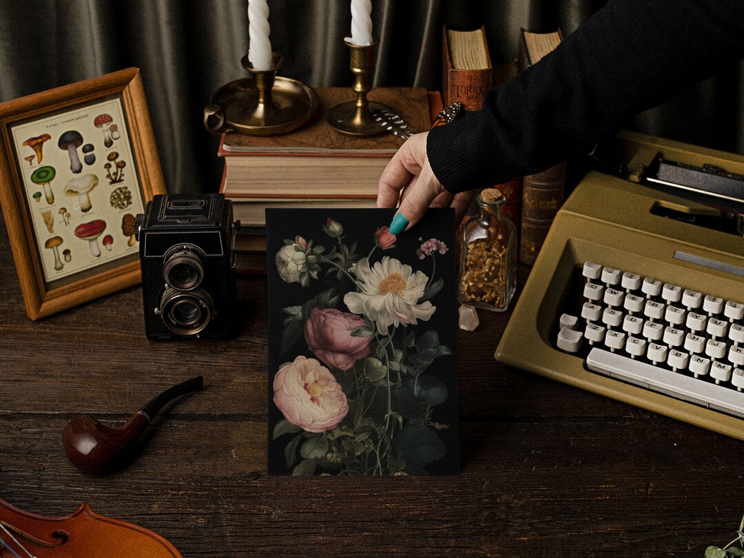 Dark Academia Antique Victorian Pink Roses Digital Print Dark Victorian ...