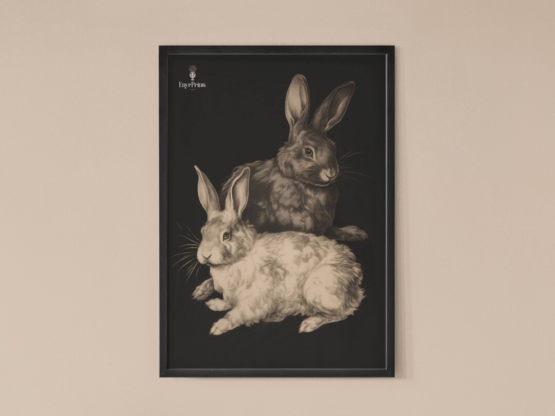 Dark Academia Rabbits Print | Vintage Dark Moody Animal Printable ...