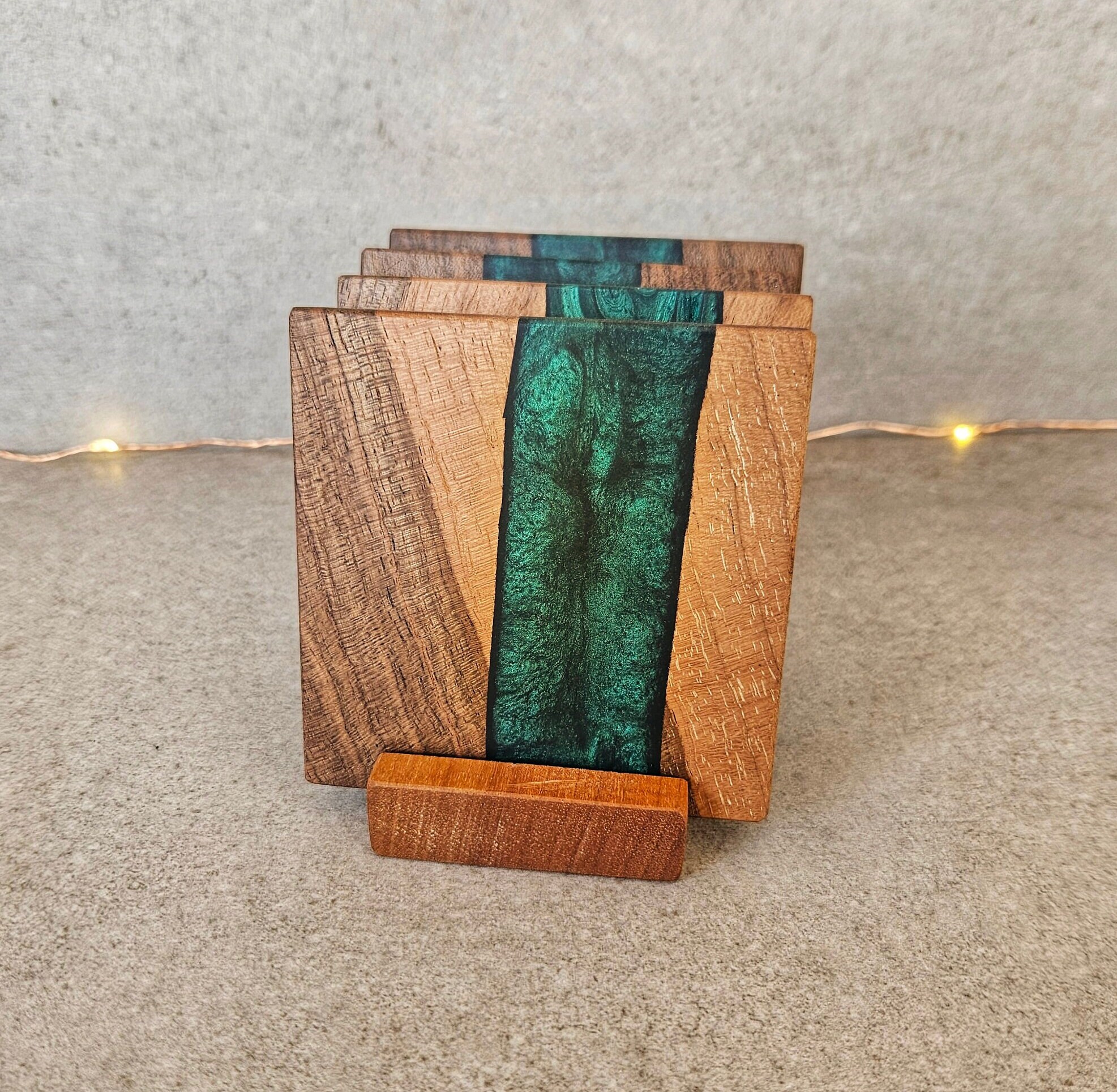 Set of Epoxy and Wood Coasters, Handmade Gift, Coffee Lover Gift ...