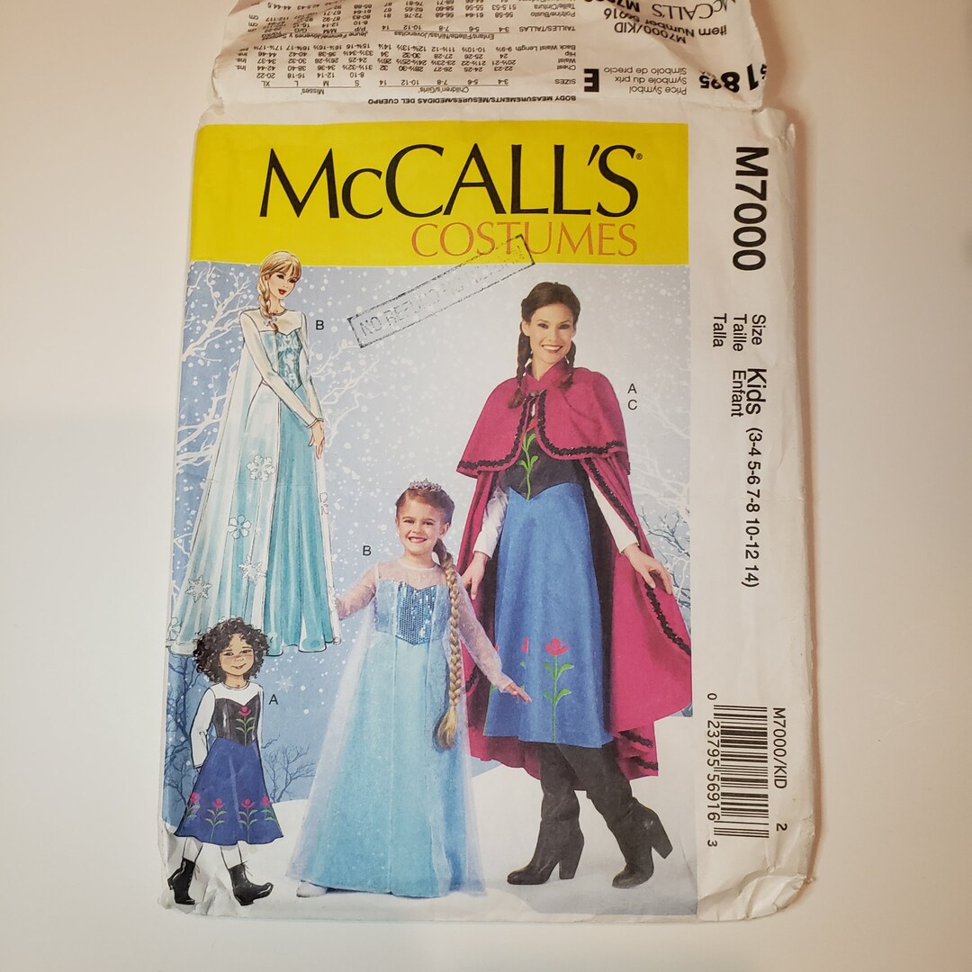 Frozen Elsa and Anna Costume Child Sizes 3 to 14 Mccalls M7000 Sewing ...