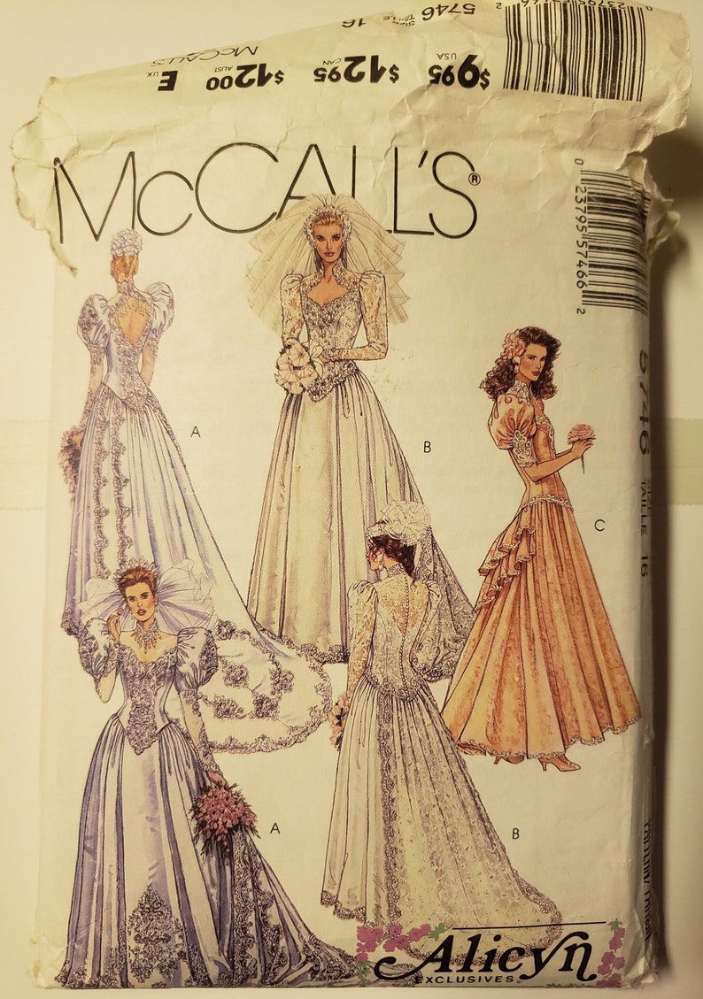 1990s Ali Cyn Wedding Dress With Fitted Bodice Puff Sleeves bust 38 ...