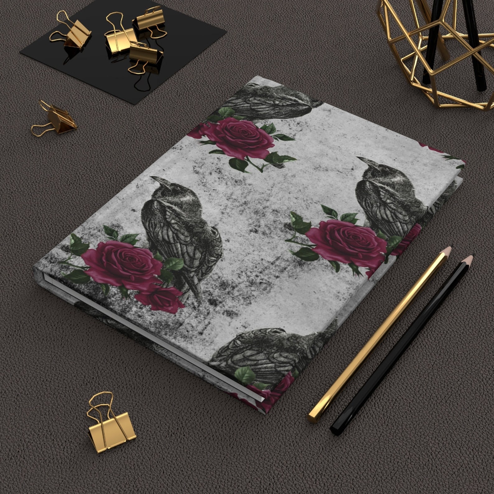 Raven Burgundy Purple Roses Gothic Style Witchy Notebook Cool - Etsy