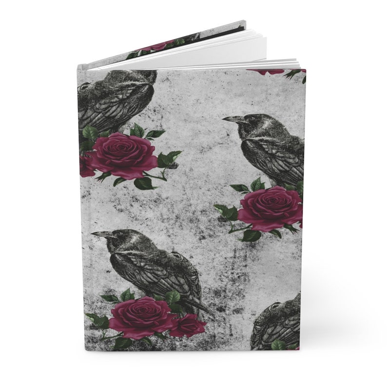 Raven Burgundy Purple Roses Gothic Style Witchy Notebook Cool - Etsy