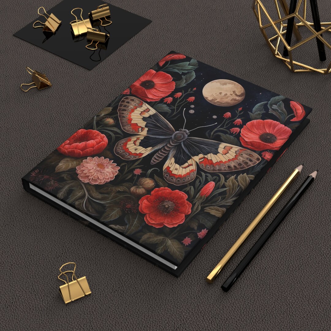 Cottagecore Butterfly Moth Orange Flowers & Green Leaves Vines ...