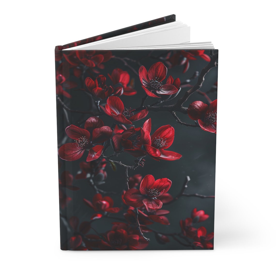 Red Floral Gothic Hardcover Journal | Soft Touch Matte Notebook - Etsy