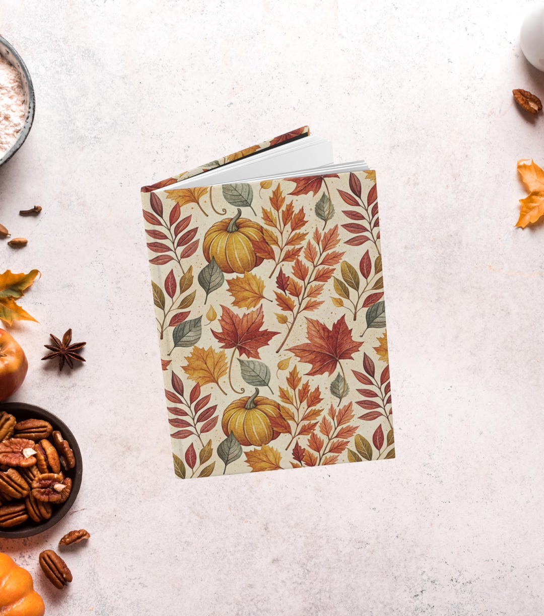 Fall Leaves & Pumpkins Hardcover Journal | Farmhouse Autumn Notebook - Etsy