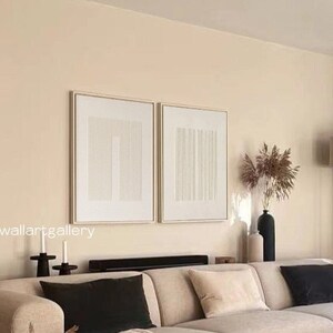 Set of 2 Large Pure Beige White Wall Art 2 Piece Beige Painting on ...