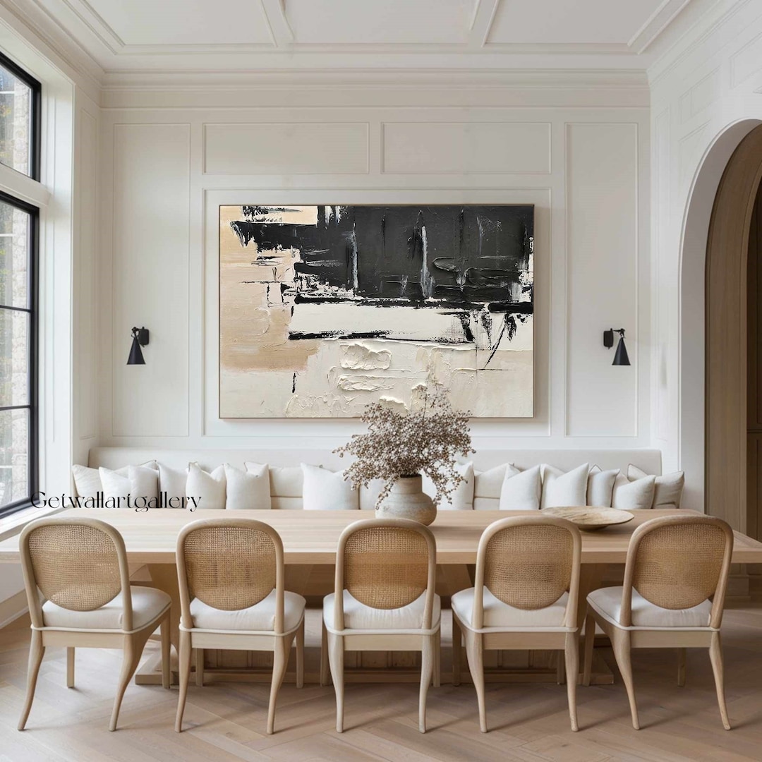 3D Textured Wall Art 3D Minimalist Texture Painting Beige Black Arch ...