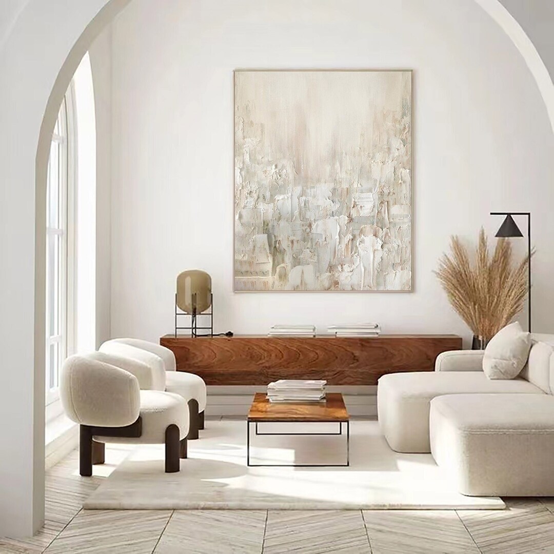 Beige White Textured Wall Art Beige Textured Painting on - Etsy
