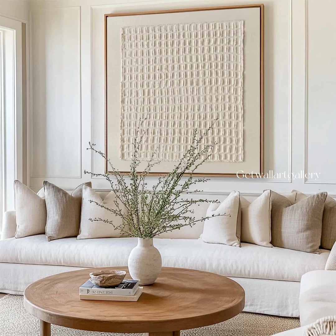 Pure Beige 3D Textured Wall Art Beige White Canvas Wall Art Large Beige ...
