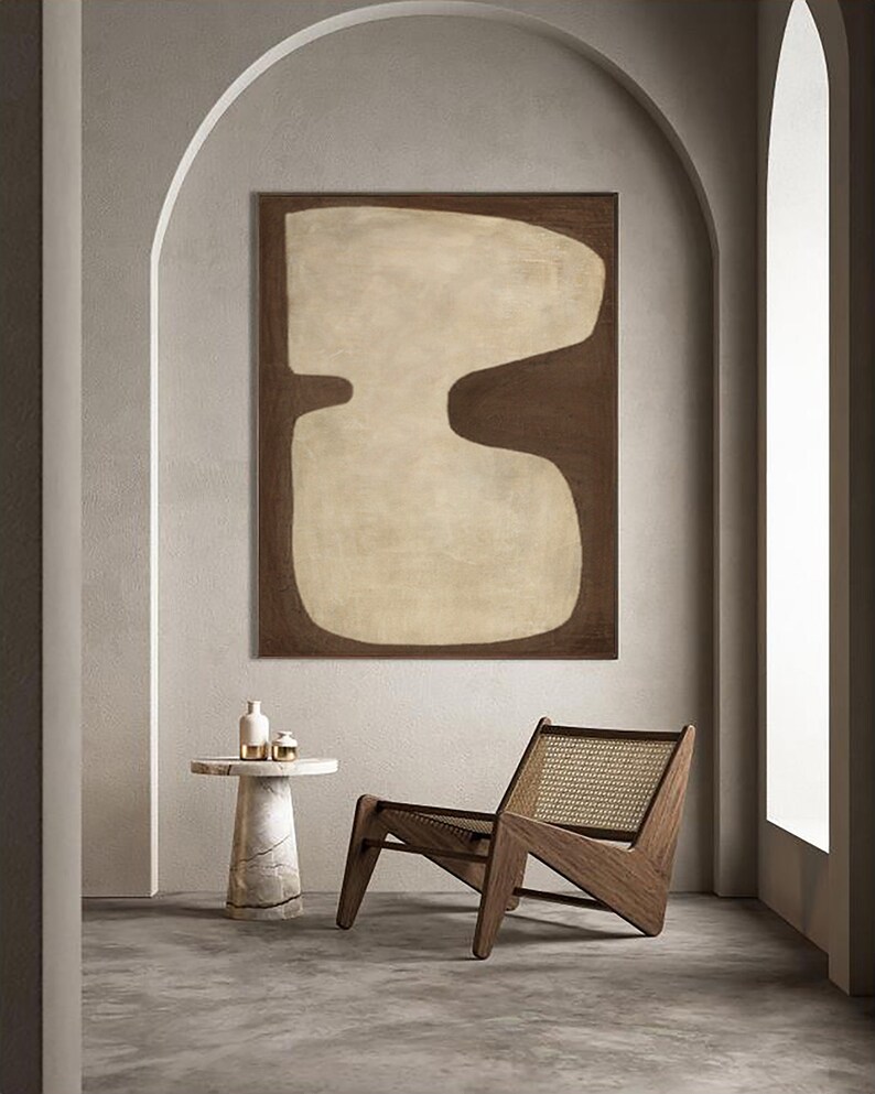 Brown Abstract Canvas Art: Beige Geometric Wabi Sabi Wall Decor - Etsy ...