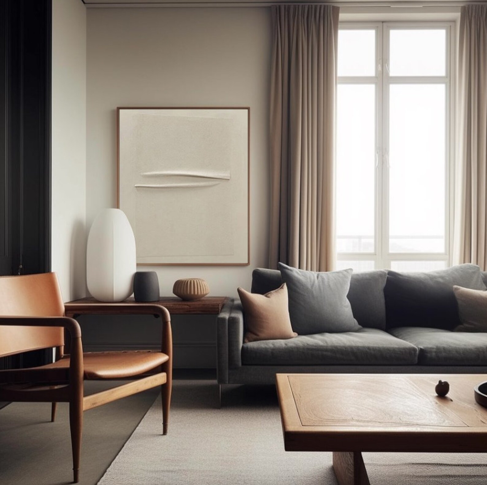 3D Beige Plaster Textured Art Beige Japandi Art Beige Wabi-sabi Wall ...