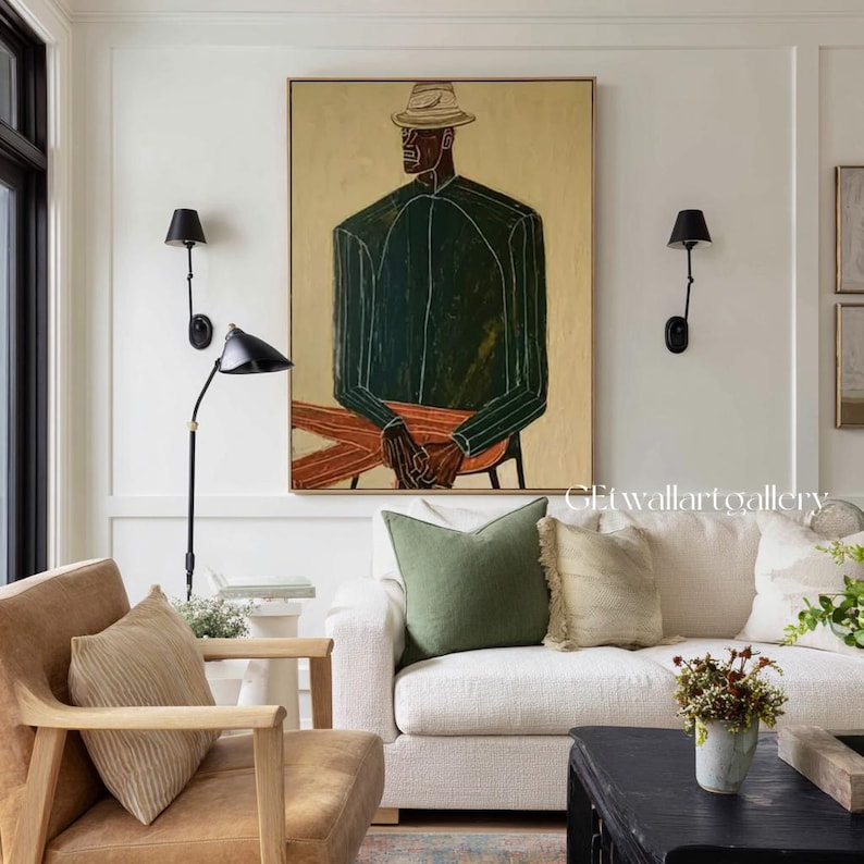 Large Hand-painted Abstract Portrait Painting Expressive Figure Art ...